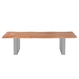 Sitzbank ANNI / naturfarben / 180 cm / U-Gestell Silber