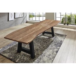 Baumkantentisch ADELAIDE / naturfarben / 300x100 / A-Gestell Schwarz