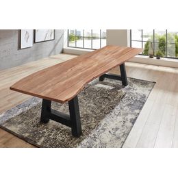 Baumkantentisch ADELAIDE / naturfarben / 300x100 / A-Gestell Schwarz