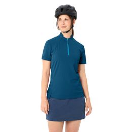 Radtrikot Vaude "WOMEN'S ADLUX HZ SHIRT", Damen, Gr. 38, shore blau, Obermaterial: 100% Polyester, Trikots, f&uuml;r Radfahren, f&uuml;r Erwachsene, sportliche Passform