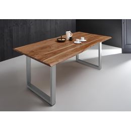 Baumkantentisch MILO / naturfarben / 160x85 / U-Gestell Silber