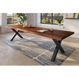 Esstisch Titan / nussbaumfarben / 300x110 / X-Gestell Schwarz