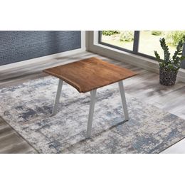Baumkantentisch LAXMI / nussbaumfarben / 80x80 / Vierfu&szlig;-Gestell