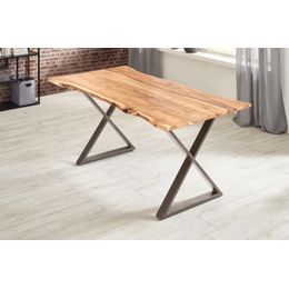 Baumkantentisch KASIMIR / naturfarben / 260x100 / X-Gestell Edelstahl
