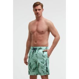 Badeshorts CAMP DAVID, Herren, Gr. M, Normalgr&ouml;&szlig;en, light mint, Elasthan, Polyamid, Polyester, bedruckt, Badehosen Badeshorts, mit Einschubtaschen & einer Ges&auml;&szlig;tasche