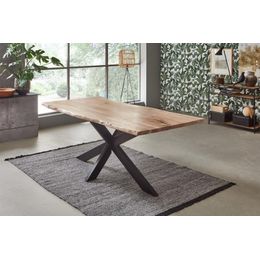 Baumkantentisch TABEA / naturfarben / 220x100 / Spider-Gestell Schwarz