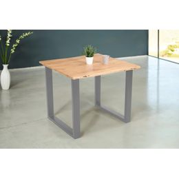 Baumkantentisch DEREK / 90x90 / U-Gestell Silber