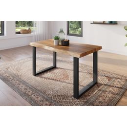 Baumkantentisch ATLAS 120 / Akazie naturfarben / 120x80 / U-Gestell Schwarz