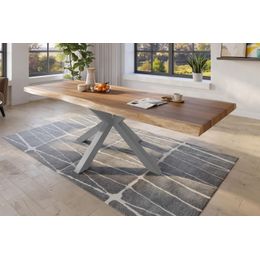 Esstisch Titan XL / naturfarben / 300x120 / Spider-Gestell Silber