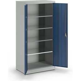 Mauser Schwerlast-Fl&uuml;gelt&uuml;rschrank, HxB 1950 x 950 mm, Tiefe 600 mm, lichtgrau/enzianblau