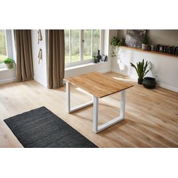Baumkantentisch SERRA / 90x90 / U-Gestell Wei&szlig;