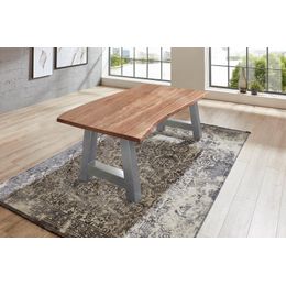 Baumkantentisch ATHEN / naturfarben / 120x80 / A-Gestell Silber