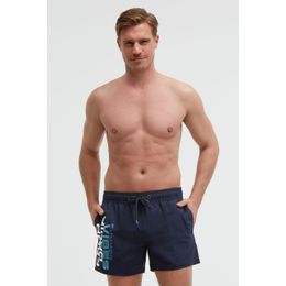 Badeshorts CAMP DAVID, Herren, Gr. L, Normalgr&ouml;&szlig;en, blau, Polyamid, bedruckt, Badehosen Badeshorts, mit Einschubtaschen