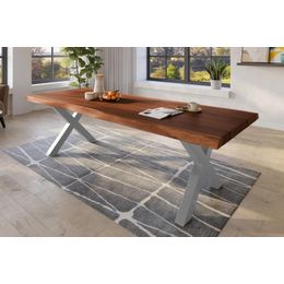 Esstisch Titan XL / nussbaumfarben / 260x120 / X-Gestell Silber