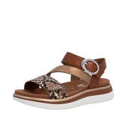 Plateausandale Remonte, Damen, Gr. 37, braun kombiniert, Leder, Lederimitat, Reptilienpr&auml;gung, metallic, Schuhe, Sommerschuh, Sandalette mit praktischen Klettverschl&uuml;ssen
