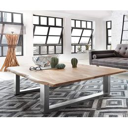Couchtisch PAUL / naturfarben / U-Gestell Silber