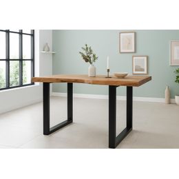 Baumkantentisch CALI / naturfarben / 120x80 / U-Gestell Schwarz