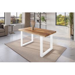 Baumkantentisch ATLAS 160 / Mango roughfarben / 160x85 / U-Gestell Wei&szlig;