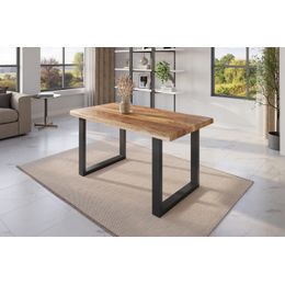 Baumkantentisch ATLAS 120 / Mango roughfarben / 120x80 / U-Gestell Schwarz