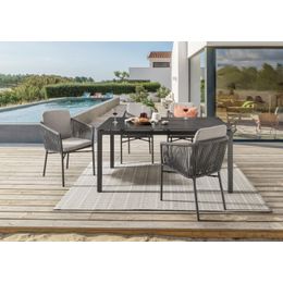 Garten-Essgruppe Destiny "LUCCA CREMONA", grau (grau, anthrazit, anthrazit), Polyester, Aluminium, Glas, Keramik, Polyester, Sitzm&ouml;bel-Sets, Aluminium, Rope, Glas mit Keramik&uuml;berzug