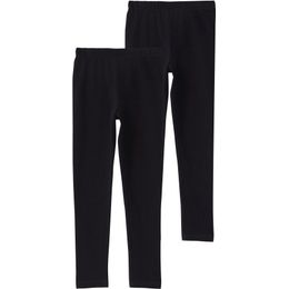 Leggings s.Oliver JUNIOR, M&auml;dchen, Gr. 140, N-Gr, schwarz, Jersey, Obermaterial: 95% Baumwolle, 5% Elasthan, unifarben, k&ouml;rpernah lang, Hosen Leggings, 2er Pack / f&uuml;r Girls / mit Stretch