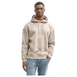 Hoodie Tom Tailor DENIM, Herren, Gr. L, grau (light dove grau), Sweatware, Obermaterial: 70% Baumwolle, 30% Polyester, bedruckt, relaxed fit taillenbedeckt, B&uuml;ndchen, Sweatshirts Hoodie, mit Logo Print