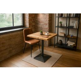 Bistrotisch Ines / Akazie naturfarben / 60x60 / S&auml;ulen-Gestell eckig Schwarz