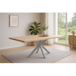 Esstisch Harley / naturfarben lackiert / 180x90 / Spider-Gestell Silber