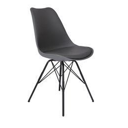 Schalenstuhl LEKUES / Grau / 55 cm / Metallgestell Schwarz