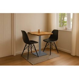 Bistrotisch IRIS / Akazie naturfarben / 75x75 / S&auml;ulen-Gestell eckig Silber