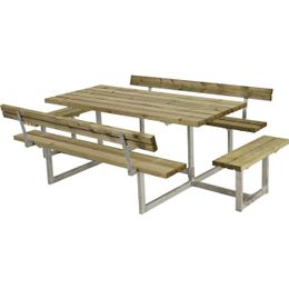 Garten-Essgruppe Plus "&raquo;Basic&laquo; Kombim&ouml;bel + 2 Anbau und 2 R&uuml;ckenlehnen", beige (natur), B:184cm H:75cm T:260cm, FSC-zertifizierter Holzwerkstoff, Stahl, Sitzm&ouml;bel-Sets, 260x184x75/45 cm