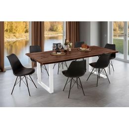 Esstisch JOSY 220 / nussbaumfarben / 220x100 / U-Gestell Wei&szlig;
