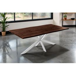 Esstisch JOSY / nussbaumfarben / 200x100 / Spider-Gestell Wei&szlig;