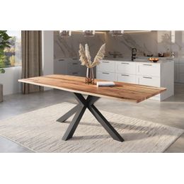 Baumkantentisch POLLY / naturfarben / 300x100 / Spider-Gestell Schwarz