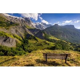 Fototapete papermoon "BERGE-NATUR LANDSCHAFT GEBIRGE ALPEN B&Auml;UME WALD TAPETE", bunt, B:3m L:2,23m, Vlies, Tapeten