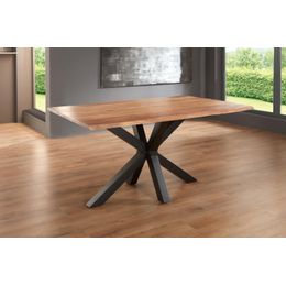 Baumkantentisch SPYRO 140 / naturfarben / 140x80 / Spider-Gestell Schwarz