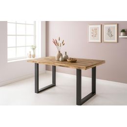 Esstisch RIO 240 / Mango naturfarben / 140x80 / U-Gestell Schwarz