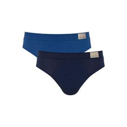 Slip Sloggi "Slip GO Natural Brief C2P 2er Pack", Herren, Gr. M, blau, Obermaterial: 95% Baumwolle CO. 5% Elasthan EL., Unterhosen Slip