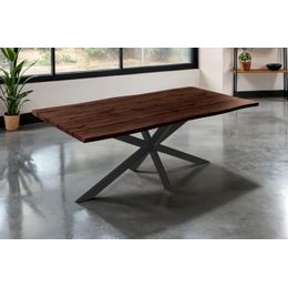 Esstisch JOSY / nussbaumfarben / 220x100 / Spider-Gestell Schwarz