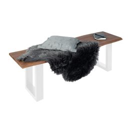 Sitzbank ANNI / nussbaumfarben / 140 cm / U-Gestell Wei&szlig;
