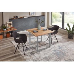 Baumkantentisch BILLY / naturfarben / 80x80 / U-Gestell Silber