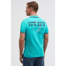 Poloshirt CAMP DAVID, Damen, Gr. 4XL, island gr&uuml;n, Piqu&eacute;, Material: 100% Baumwolle, bedruckt, regular fit normal, hoch geschlossener Ausschnitt, eingesetzt B&uuml;ndchen, Shirts, aus Baumwolle