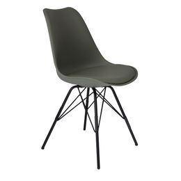 Schalenstuhl LEKUES / Zement-Grau / 48 cm / Metallgestell Schwarz