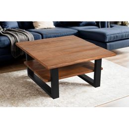 Couchtisch PATRICK 90 / Mango honigfarben / 90x90 / U-Gestell Schwarz