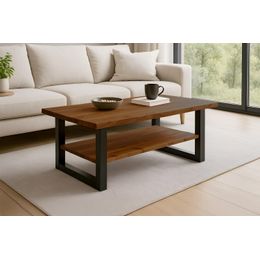 Couchtisch PATRICK / Akazie honigfarben / 115x65 / U-Gestell Schwarz