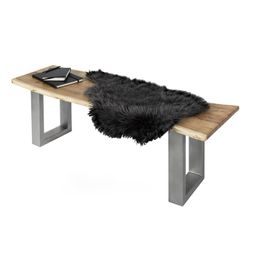 Sitzbank ANNI / naturfarben / 160 cm / U-Gestell Silber