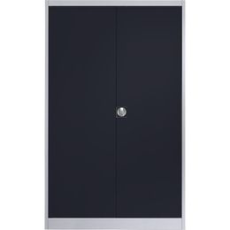 Mauser Stahlschrank mit Fl&uuml;gelt&uuml;ren, 4 Fachb&ouml;den, Breite 1200 mm, wei&szlig;aluminium / anthrazitgrau, Au&szlig;entiefe 500 mm