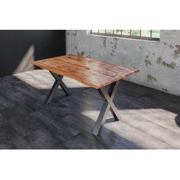 Baumkantentisch DORA / 120x80 / X-Gestell Silber