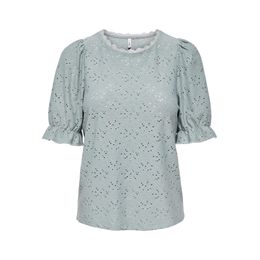 Kurzarmshirt Only "ONLNEW SMILLA LIFE S/S PUFF TOP JRS", Damen, Gr. L, abyss, Jersey, Obermaterial: 95% Polyester, 5% Elasthan, unifarben, regular fit normal, Rundhals, elastischer Bund, Shirts