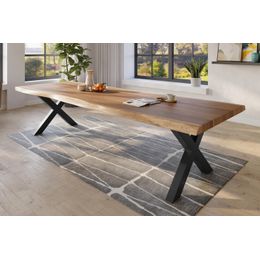Esstisch Titan XL / naturfarben / 400x120 / X-Gestell Schwarz